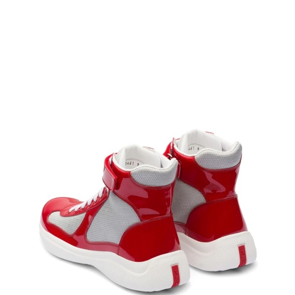 Prada | Shoes | Red Hi Top Americas Cup Patent | Poshmark